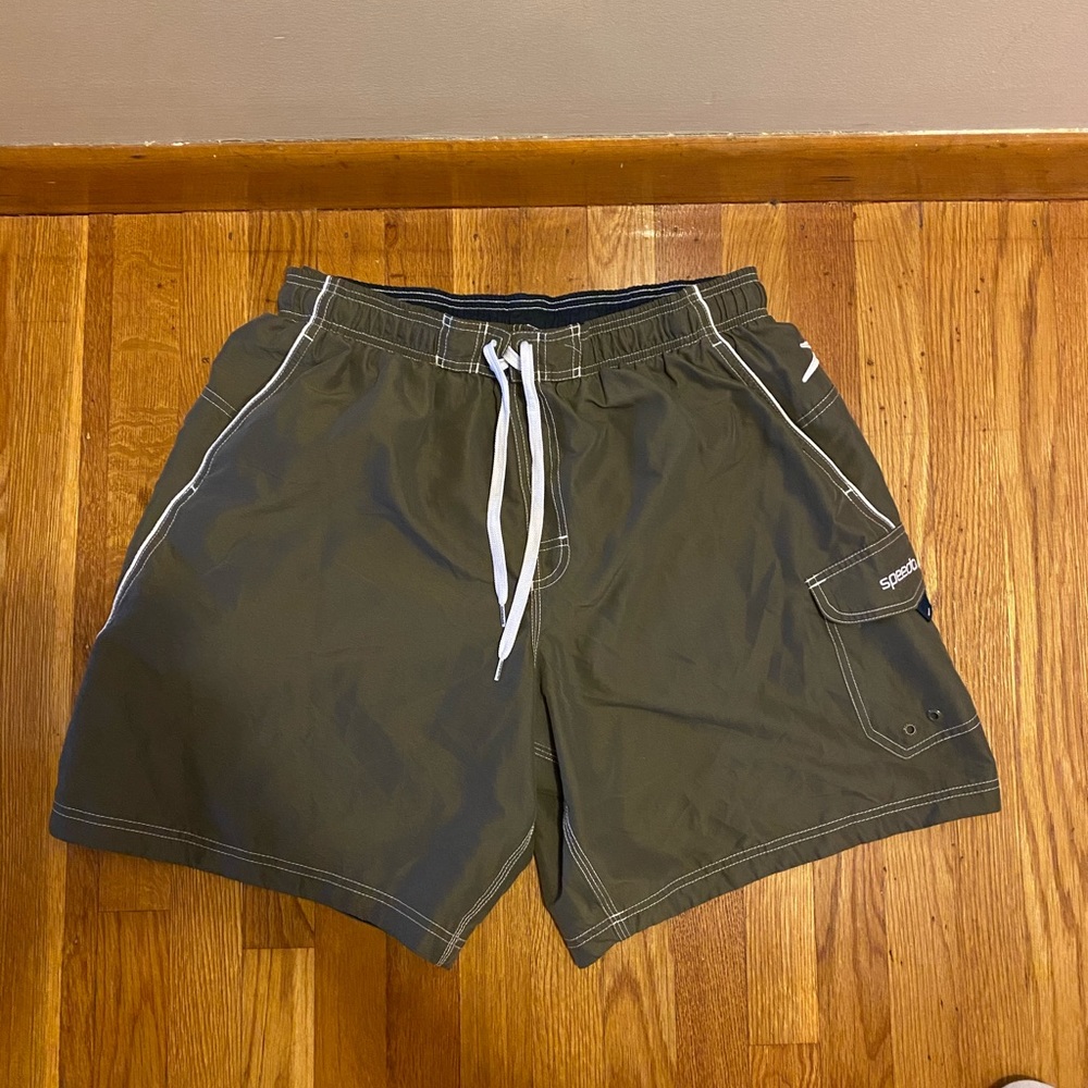 Vintage Army Olive Green Speedo Swim Trunks - Gem